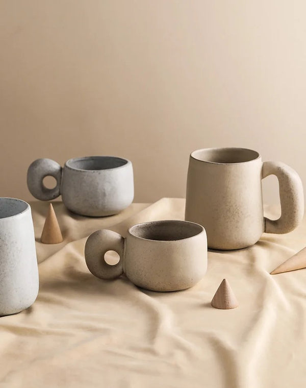 Organic Retro Style Ceramic Mugs With Chunky Handles – Terra Powders