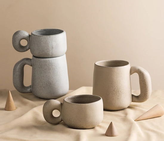 Organic Retro Style Ceramic Mugs With Chunky Handles – Terra Powders