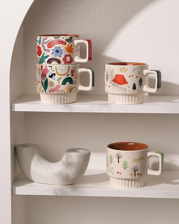 Artful Abstracts Stackable Ceramic Mugs – Terra Powders