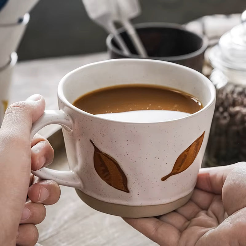 Leafy Craft Style Irregular Shaped Ceramic Mugs With Exposed Base ...