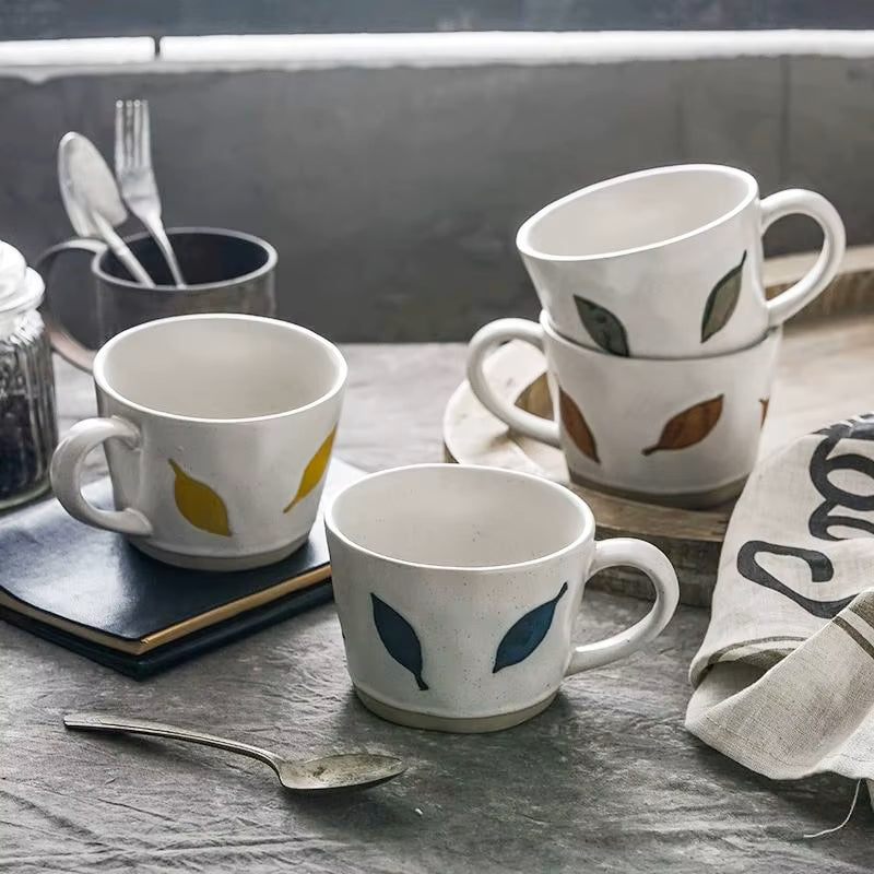 Leafy Craft Style Irregular Shaped Ceramic Mugs With Exposed Base ...