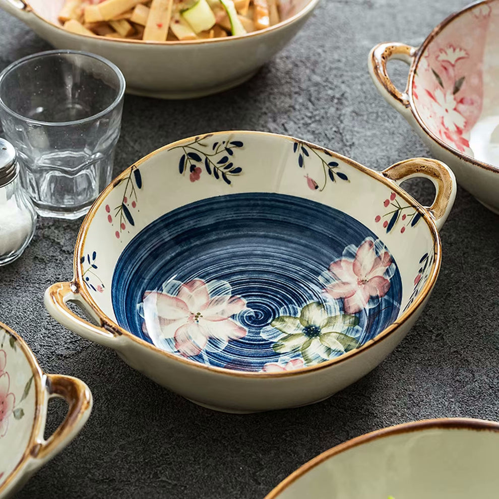 Farmhouse Style Irregular Shaped Ceramic Bowls With Handles – Terra Powders