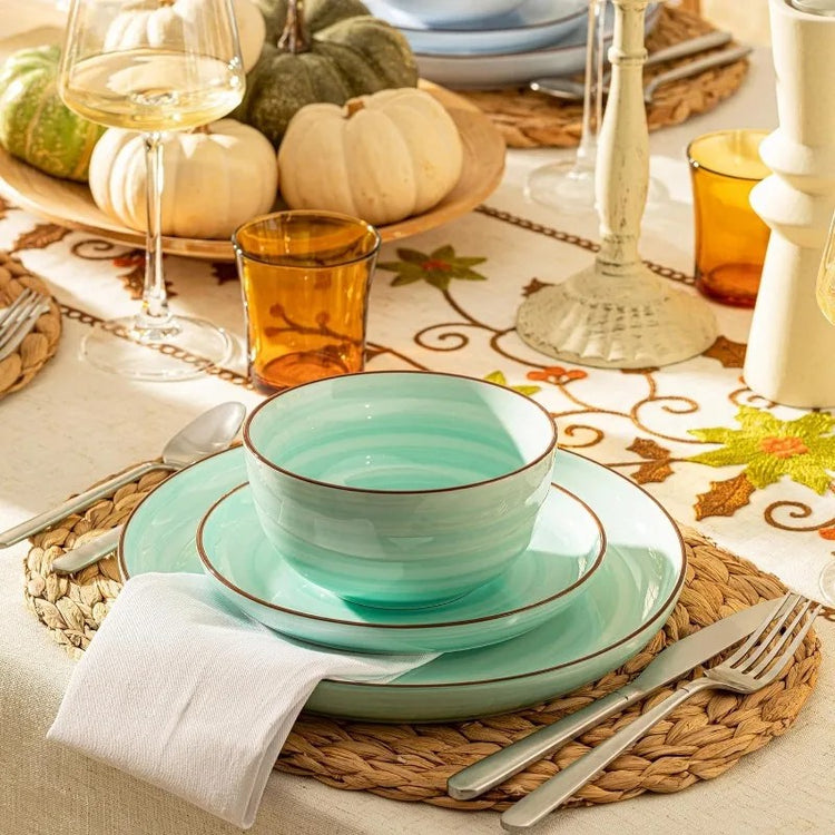 Simplicity Seaside Colors Ceramic Dinnerware 18 Piece Set – Terra Powders