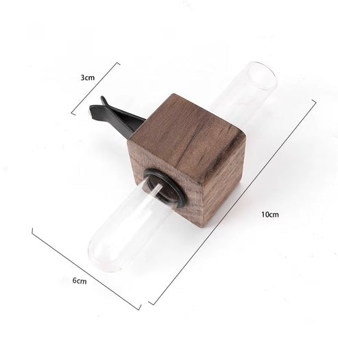 Wood & Glass Tube Car Bud Vases With Vent Clip – Terra Powders