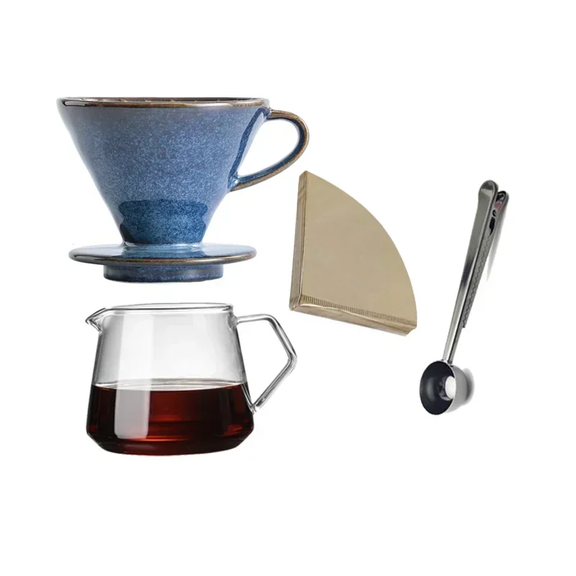 Oceanside Pour Over Ceramic Cone Coffee Brewing Set – Terra Powders