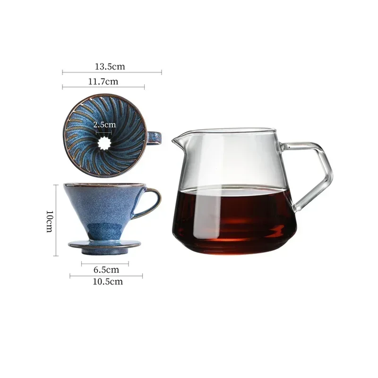 Oceanside Pour Over Ceramic Cone Coffee Brewing Set – Terra Powders