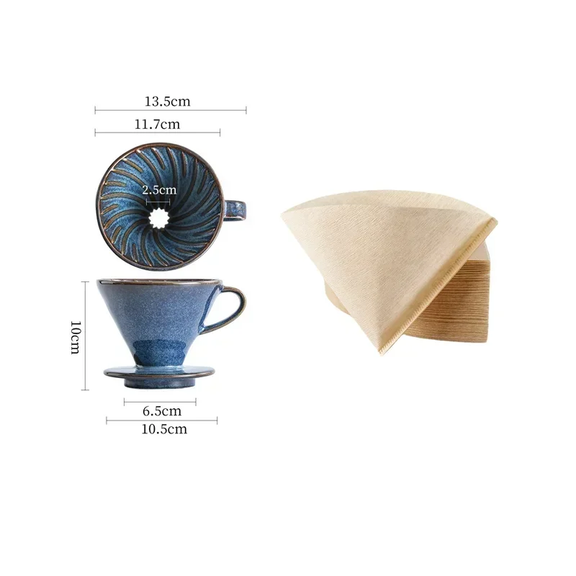 Oceanside Pour Over Ceramic Cone Coffee Brewing Set – Terra Powders