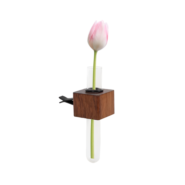 Wood & Glass Tube Car Bud Vases With Vent Clip – Terra Powders