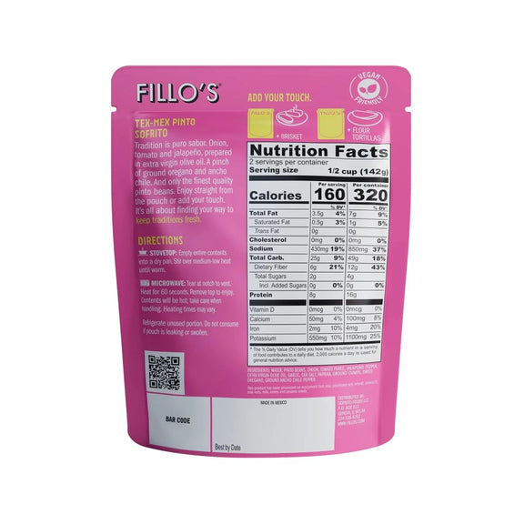 Fillo's Non-GMO Tex-Mex Pinto Beans Sofrito 10oz – Terra Powders