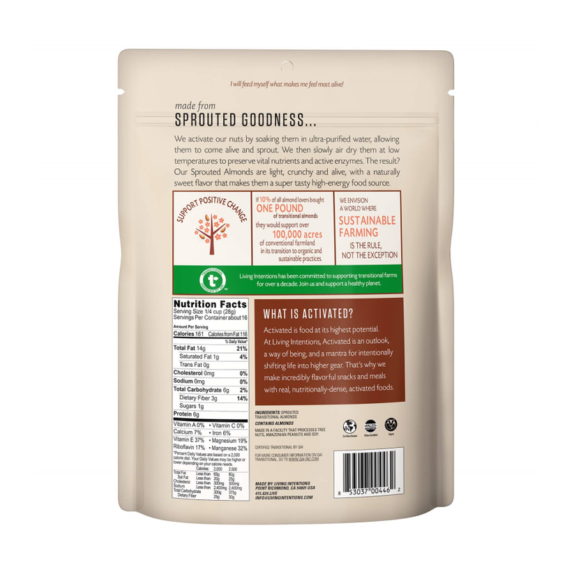 Living Intentions Activated Sprouted Nuts Almonds Unsalted 16oz – Terra ...