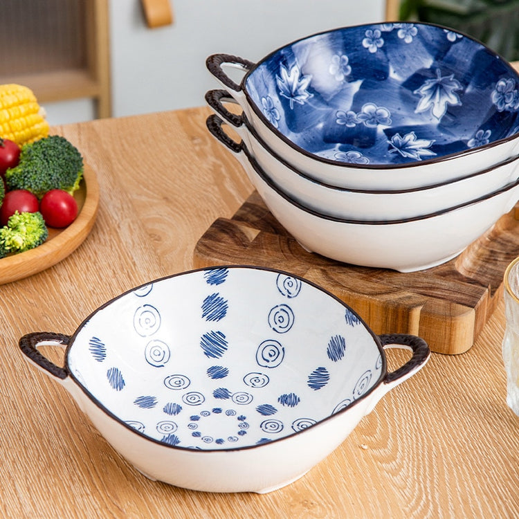 Farmhouse New England Style Irregular Shaped Ceramic Bowls With Handle ...