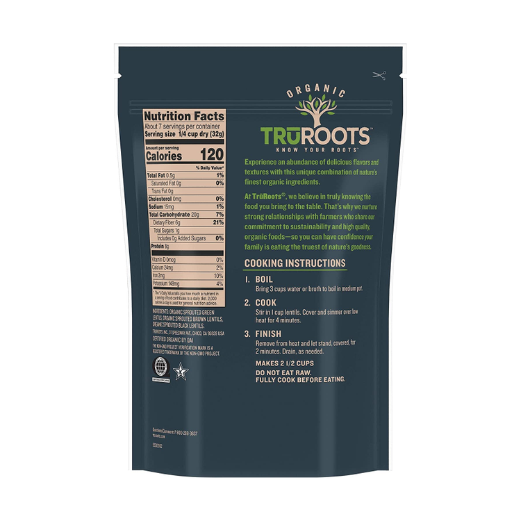 TruRoots Organic Sprouted Lentil Blend 8oz – Terra Powders